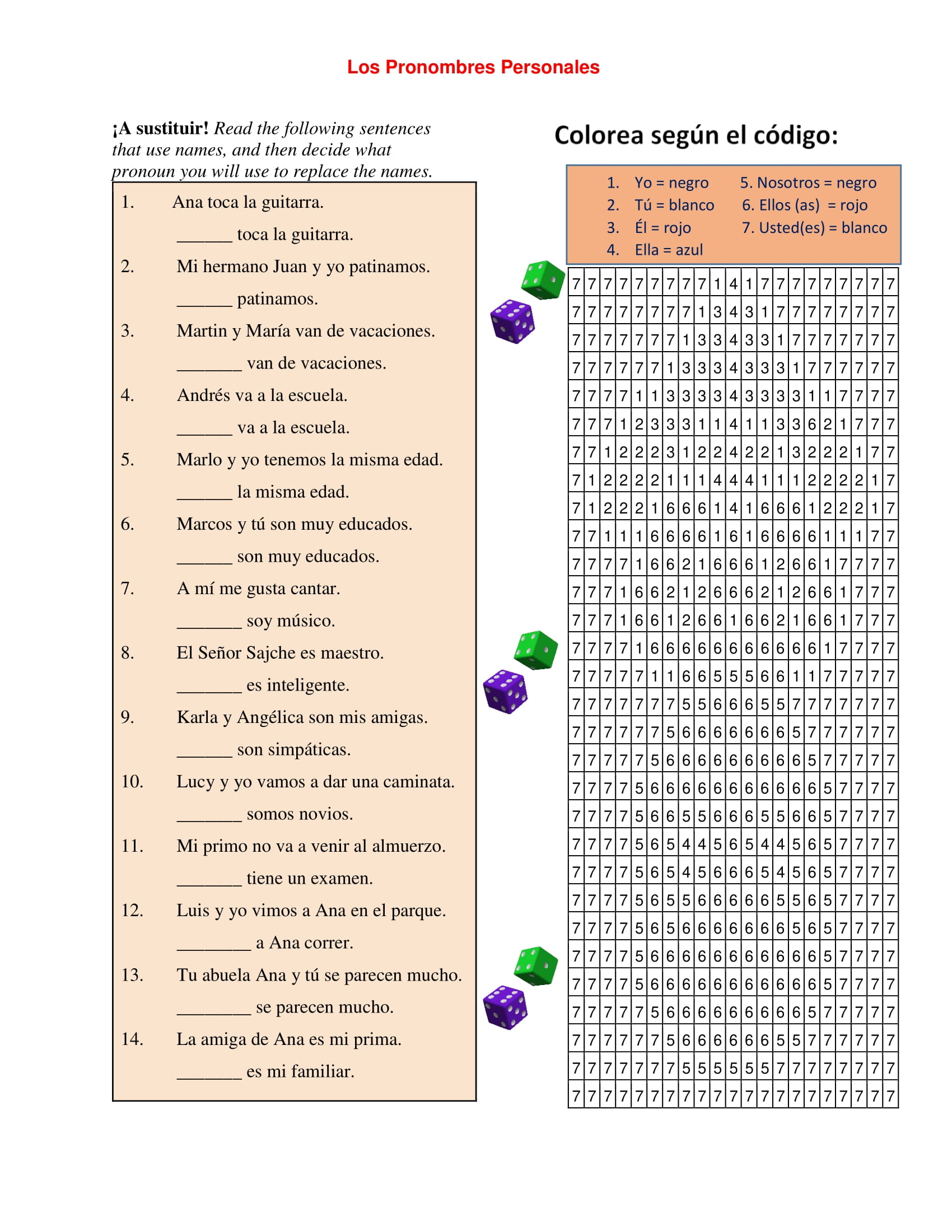 Color by code: Subject Pronouns - Mi Clase Divertida