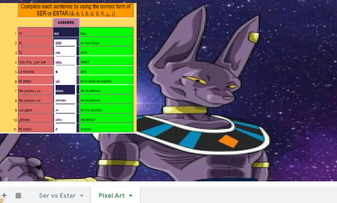 Pixel Art: Ser vs Estar (Present Tense) - Mi Clase Divertida